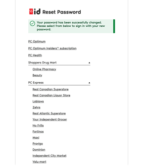 Updating your PC™id password on the PC Optimum App