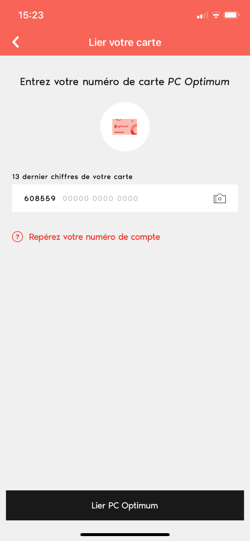 S’inscrire dans l’application PC Optimum