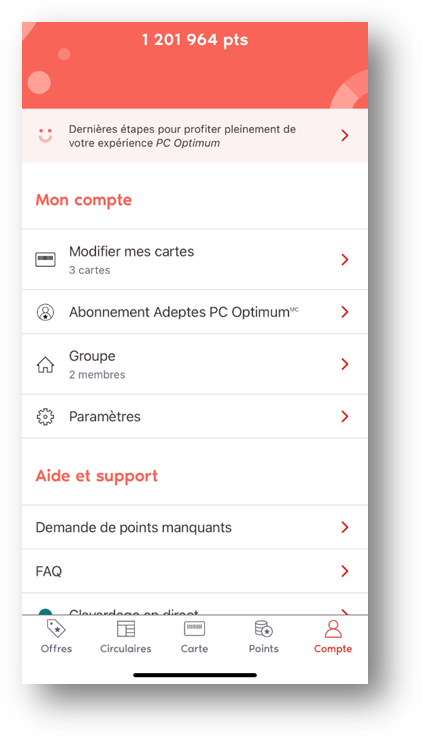 Comment ajouter une carte dans l’application PC Optimum