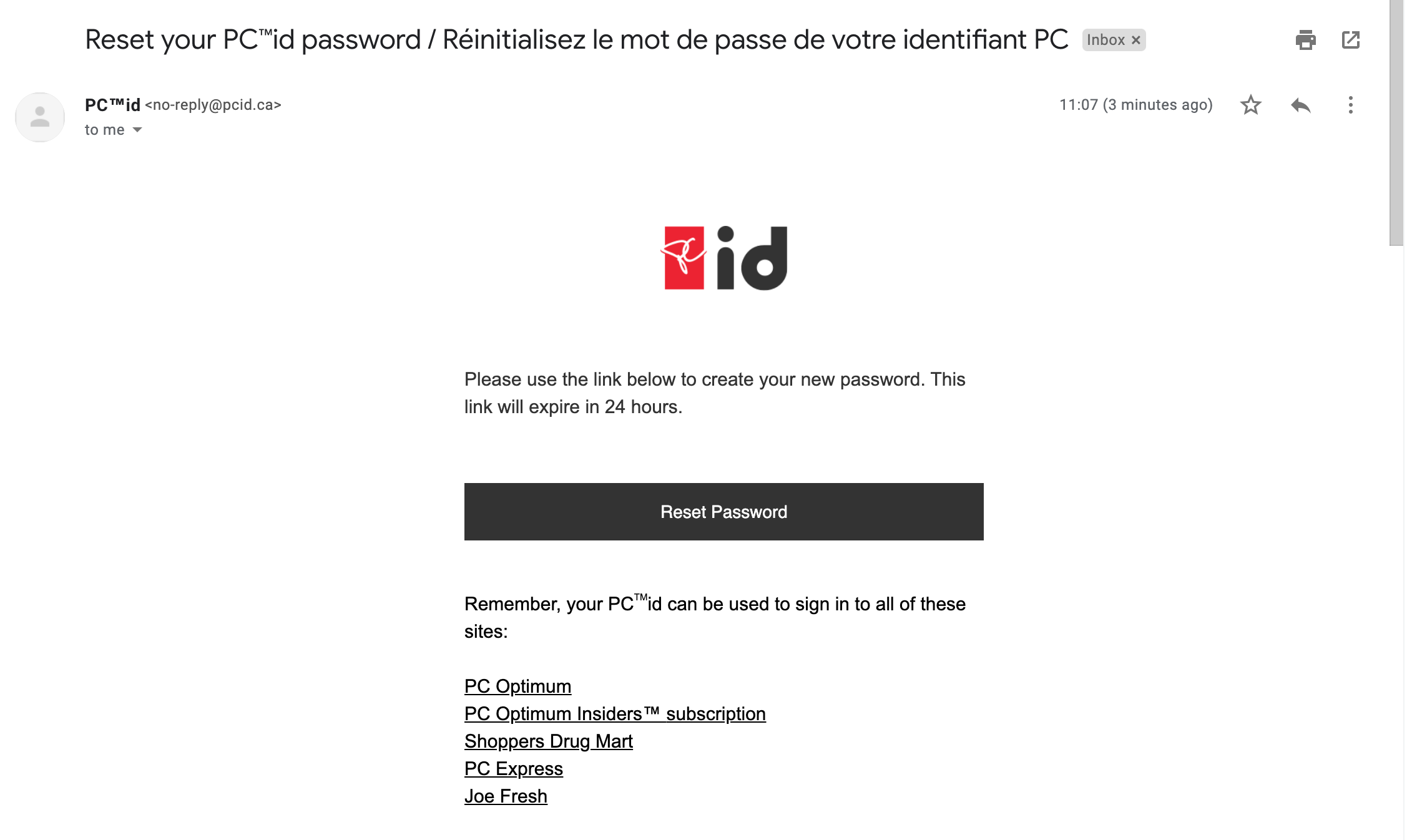 Updating your PC™id password on PCOptimum.ca