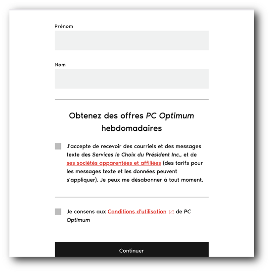 Inscription sur PCOptimum.ca