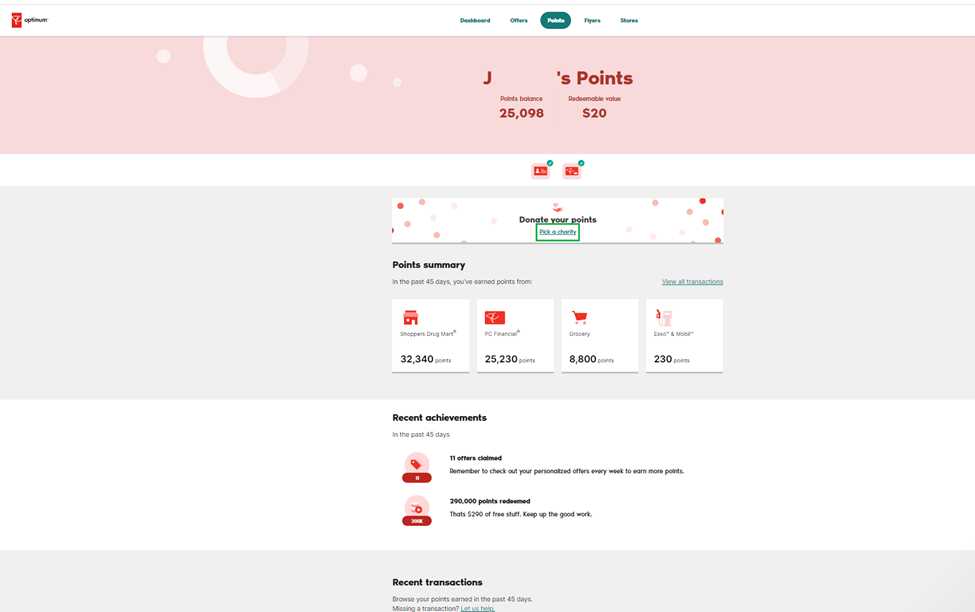 Comment faire un don de points sur PCOptimum.ca