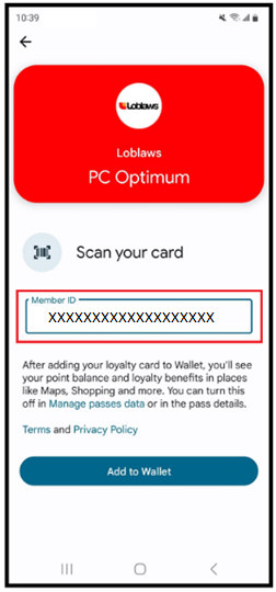 How to add your PC Optimum™ card to your Digital Wallet