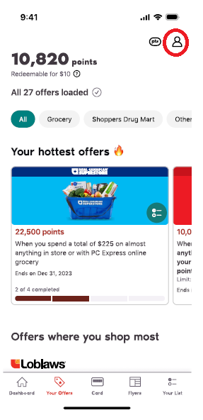 Updating your PC Optimum Card Status on the PC Optimum App