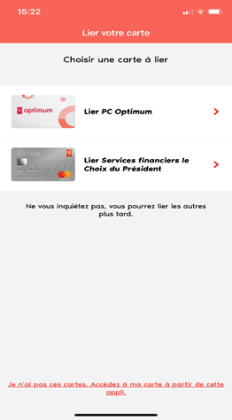 S’inscrire dans l’application PC Optimum