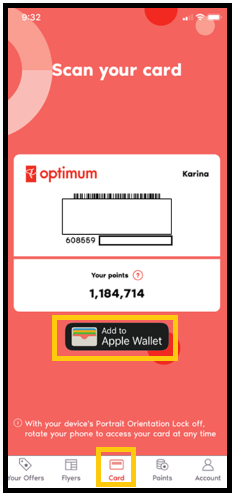 How to add your PC Optimum™ card to your Digital Wallet