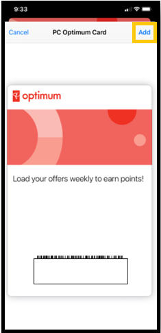 How to add your PC Optimum™ card to your Digital Wallet