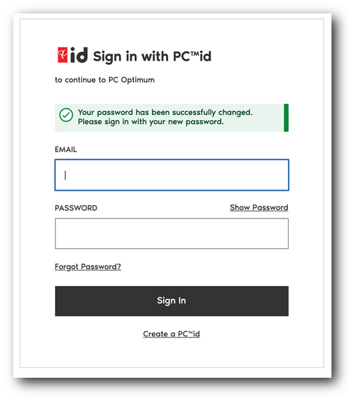 How do I reset my PC™ id password?
